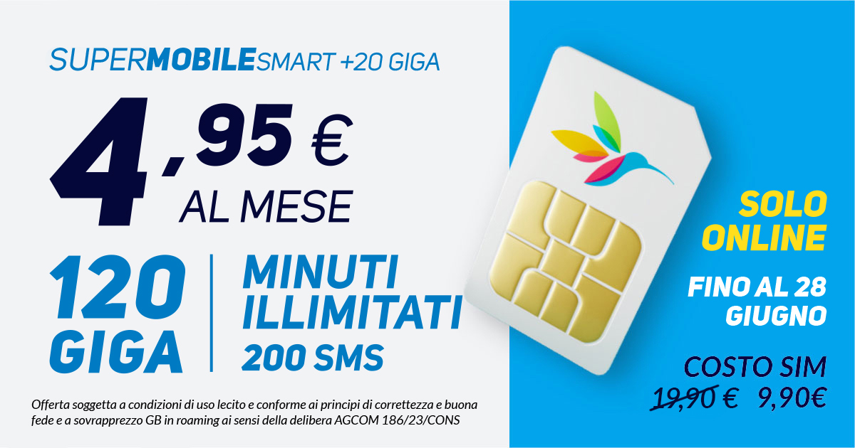 Super Mobile Smart: 100 GB, Minuti Illimitati, 200 SMS | Optima Mobile