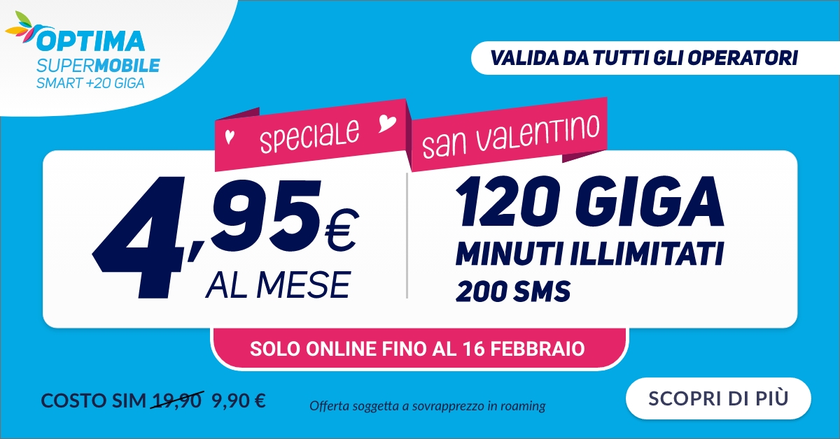 Offerta mobile: 100 Giga, minuti illimitati a 4,95€ | Optima Italia